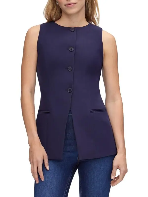 ALIGNE Leo Collarless Vest - Navy