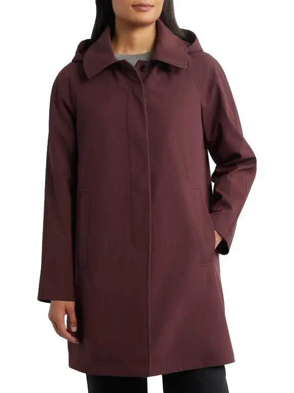 London Fog Heritage Bonded Trench Raincoat With Removable Hood - Black Cherry