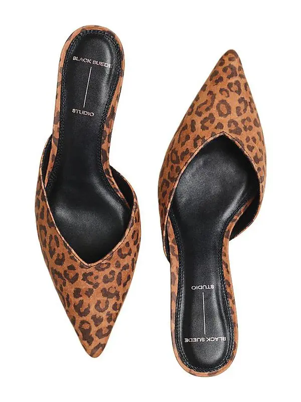 BLACK SUEDE STUDIO Sofia 35 Kitten-heel Mules - Leopard Nubuck