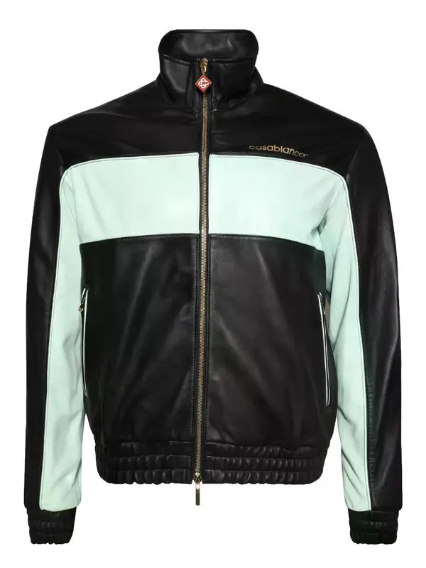 Casablanca Panelled Leather Jacket - Black