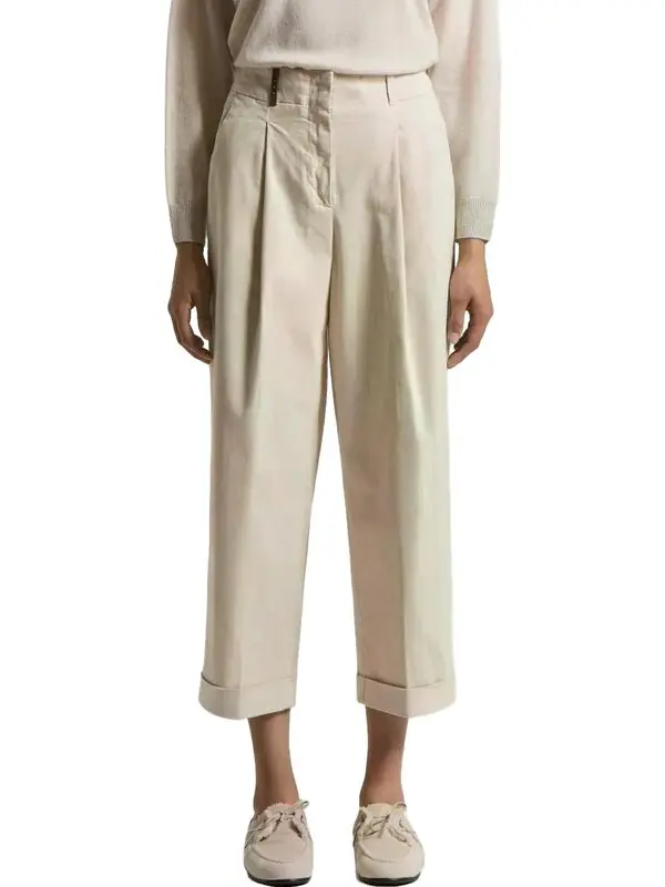Peserico Pleated Cropped Trousers - Neutrals