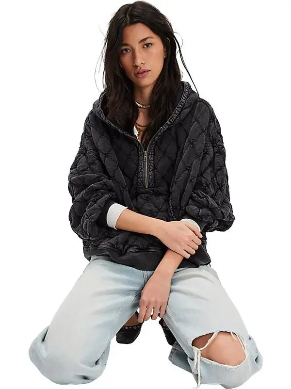 Free People Fp One Aria Zip Hoodie - Black