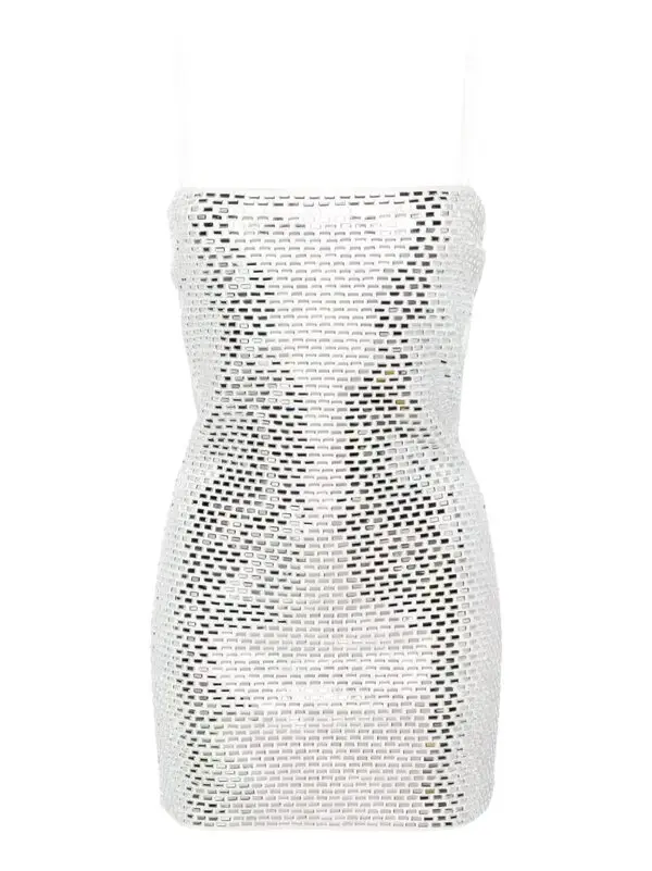 Retrofete Avanyah Rhinestoned Mini Dress - Silver