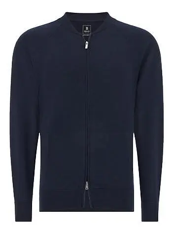 Boggi Milano Fine-knit Regular-fit Merino-wool Bomber Jacket - Navy Blue