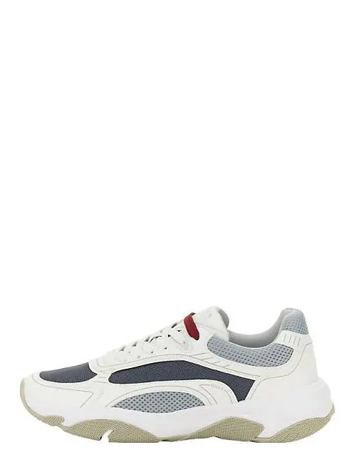 Boggi Milano Storm Leather And Woven Low-top Sneakers - White