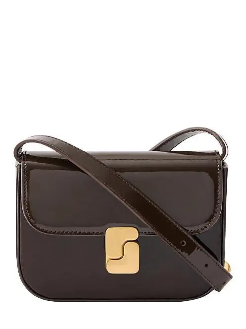 Soeur Bell Very Mini Patent-leather Cross Body Bag - Marron Fonce