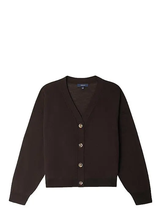 Soeur Idem V-neck Wool Cardigan - Chocolat