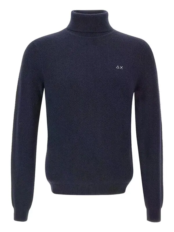 SUN 68 Textured Turtleneck Sweater - Blue