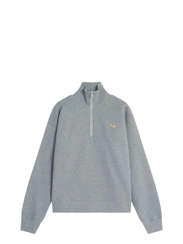 Maison Kitsuné Embroidered Half-zip Sweatshirt - Grey