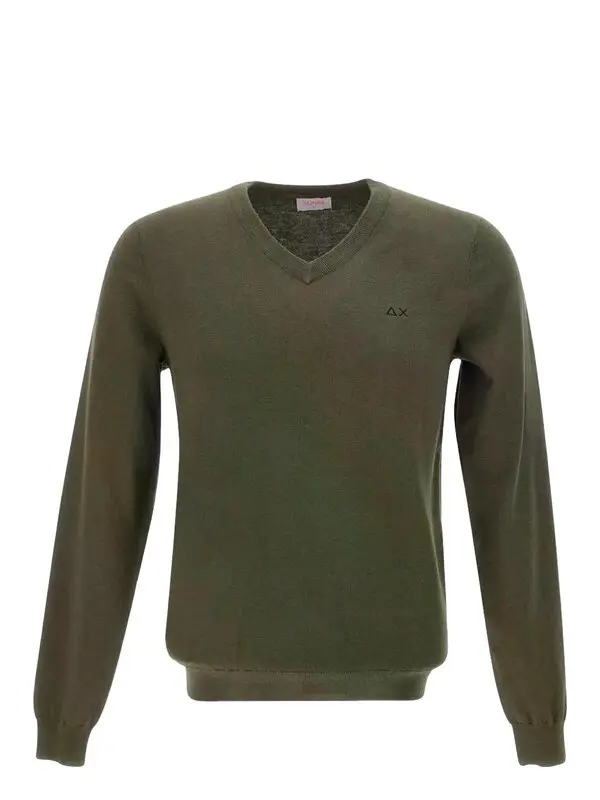 SUN 68 V-neck Ribbed-edge Sweater - Green