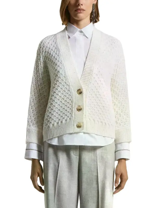 Peserico Button-fastening Wool Cardigan - White