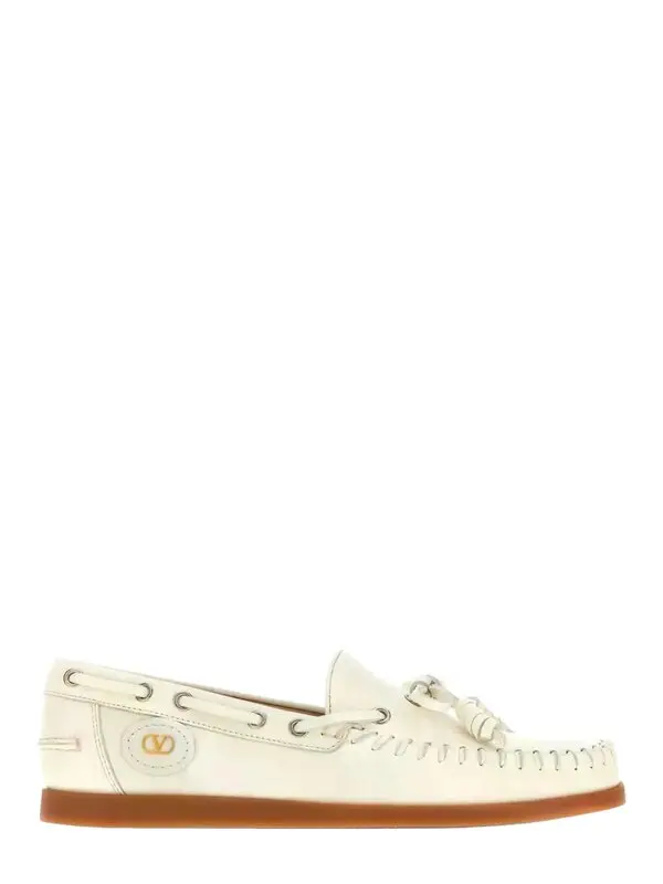 Valentino Garavani Palm Avenue Leather Boat Shoes - White