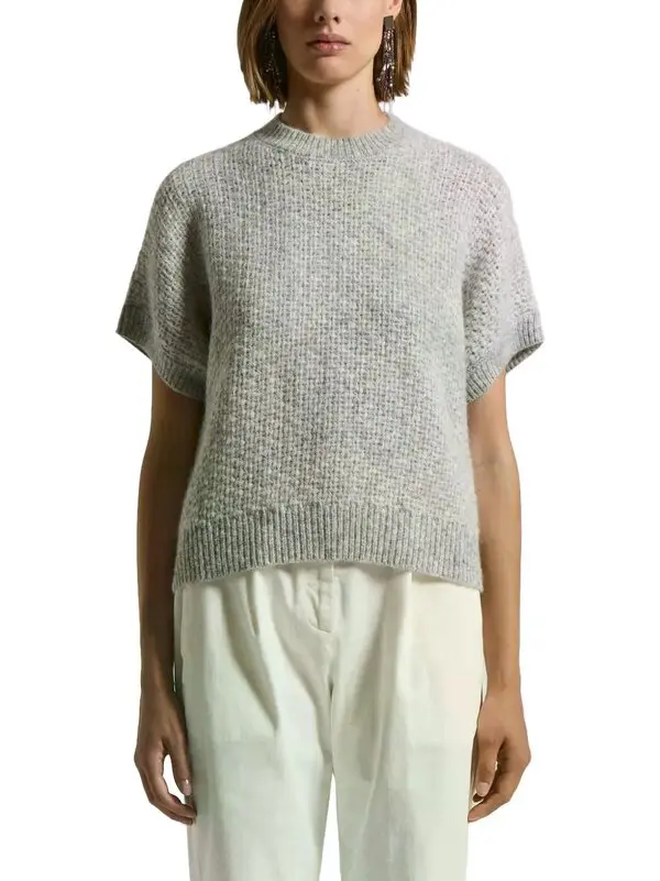 Peserico Short-sleeve Waffle Knit Sweater - Grey