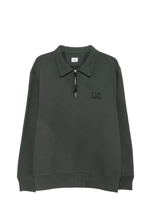 C.P. COMPANY Polo-neck Zip-up Sweatshirt - Grey