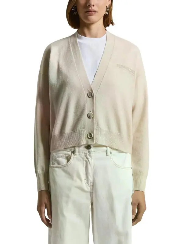Peserico Embroidered-detail Button Cardigan - Neutrals
