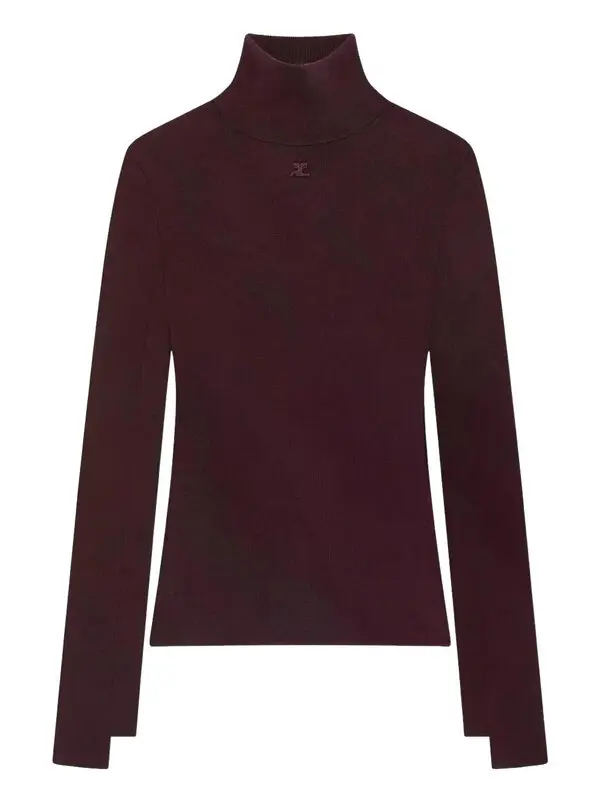 COURREGES Long-sleeve Mock-neck Top - Red
