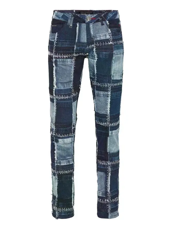 Philipp Plein Patchwork Denim Jeans - Blue