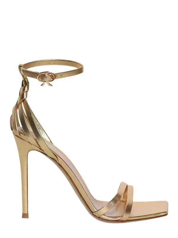 GIANVITO ROSSI 105mm Braided Ankle-strap Sandals - Gold