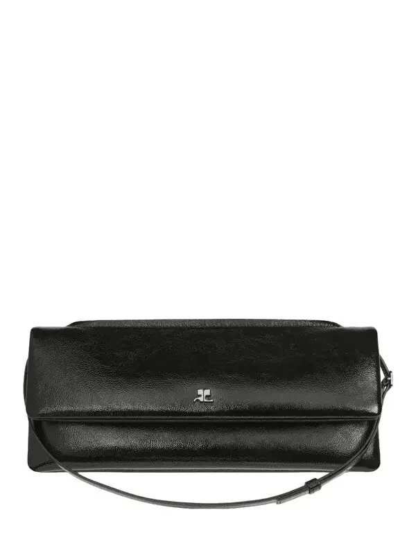 COURREGES Naplack Leather Shoulder Bag - Black