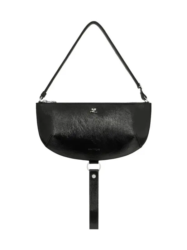 COURREGES Holy Eclipse Leather Shoulder Bag - Black