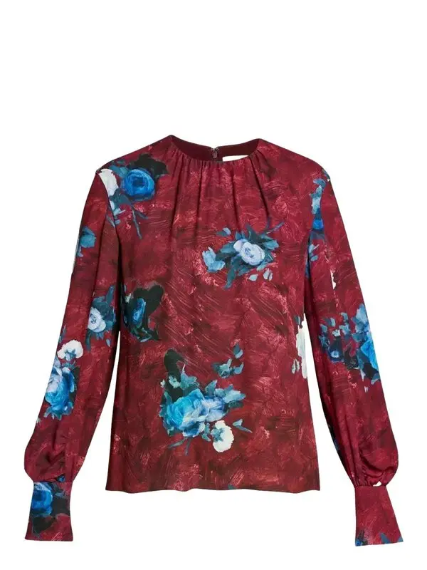 Erdem Floral-print Long-sleeve Blouse - Red