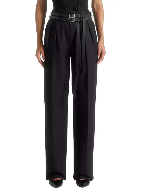 Manière De Voir Tailored Trousers With Belt - Black
