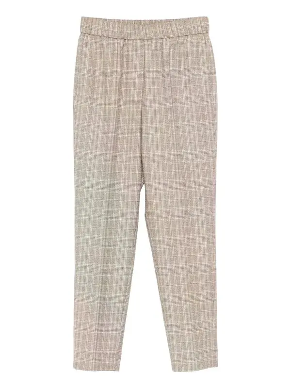 Peserico Checked Elasticated-waist Trousers - Neutrals