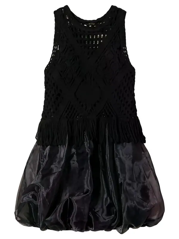 TWINSET Crochet-trimmed Bubble Mini Dress - Black