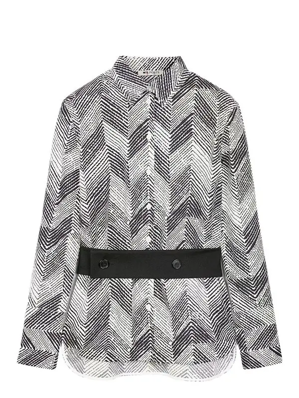 Ports 1961 Chevron-patterned Belted Shirt - Black