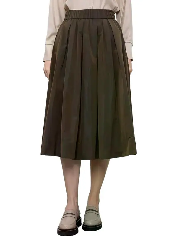 Peserico Pleated Midi Skirt With Pockets - Brown