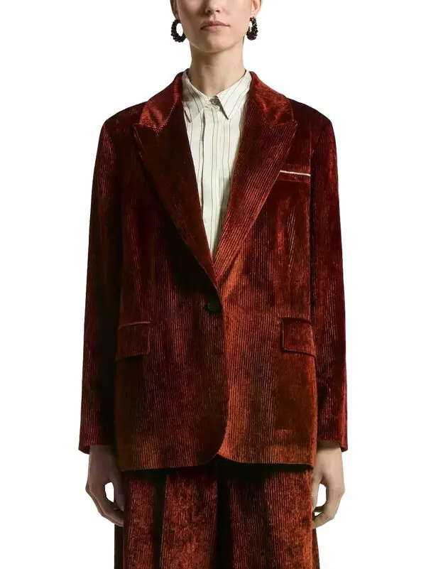 Peserico Corduroy Single-breasted Blazer - Red