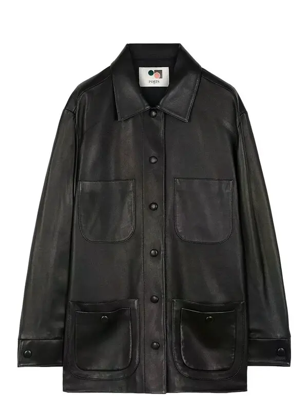 Ports 1961 Button-fastening Leather Jacket - Black
