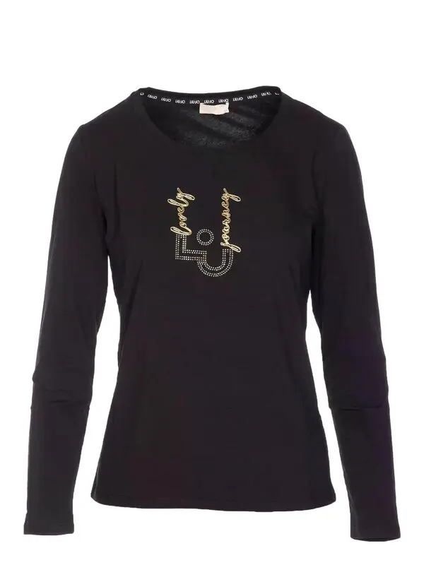 Liu Jo Rhinestone-embellished Long-sleeve Top - Black