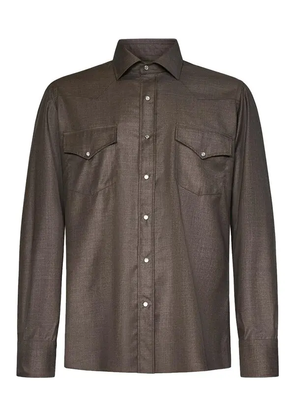 FRANZESE COLLECTION Franzese Napoli Gianni Agnelli Model Shirt - Brown