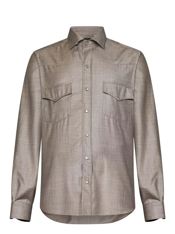 FRANZESE COLLECTION Franzese Napoli Gianni Agnelli Model Shirt - Beige