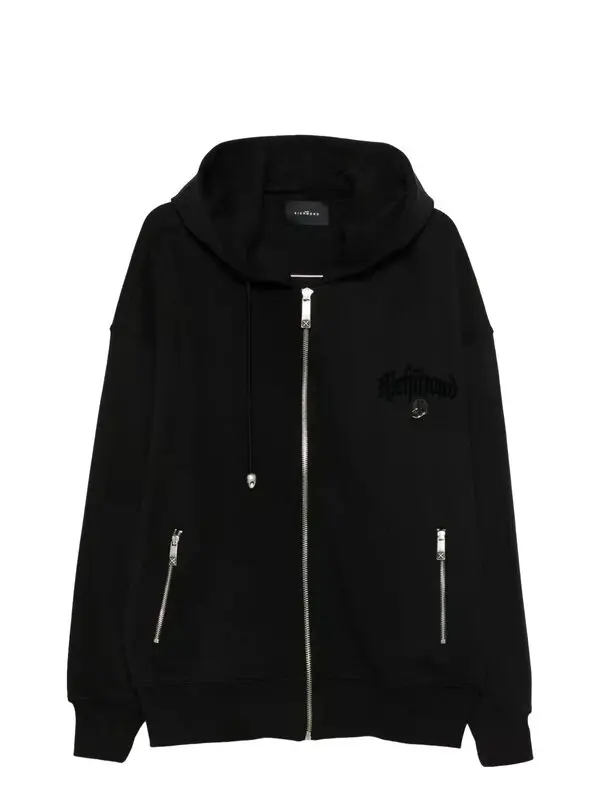 John Richmond Logo-embroidered Zip-up Hoodie - Black