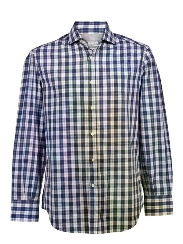 Brunello Cucinelli Checked Cotton Shirt - Blue