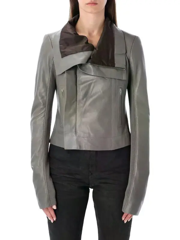 Rick Owens Naska Lambskin Jacket - Grey