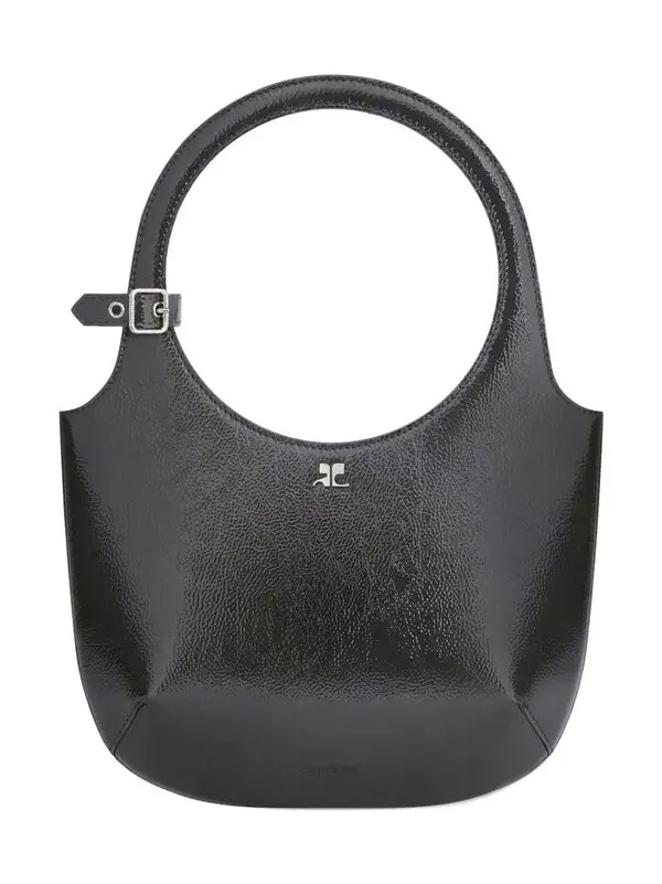 COURREGES Leather Curved Handbag - Black