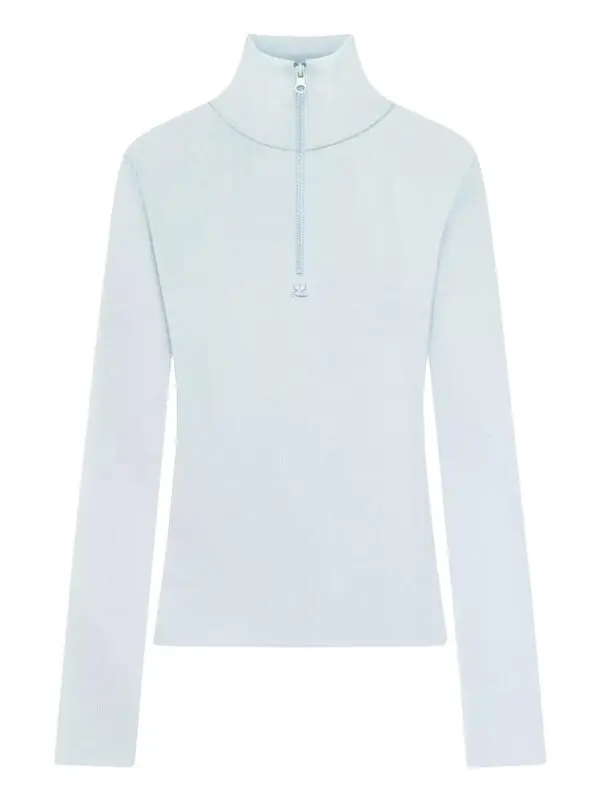COURREGES Zipped Mock-neck Sweater - Blue
