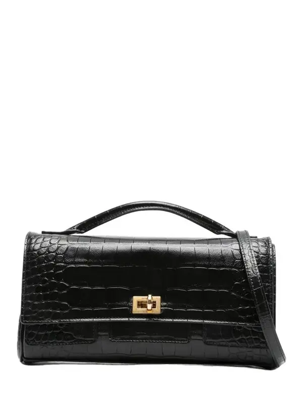 Balenciaga Embossed Crocodile Cross Body Bag - Black