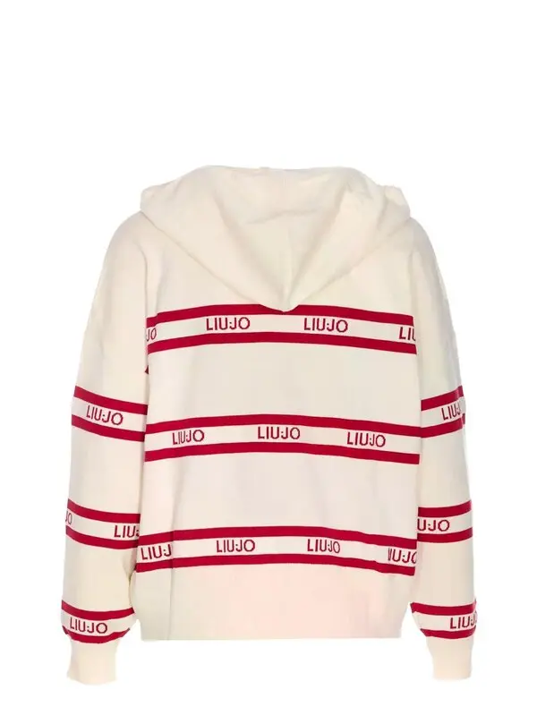 Liu Jo Logo-intarsia Striped Hoodie - White