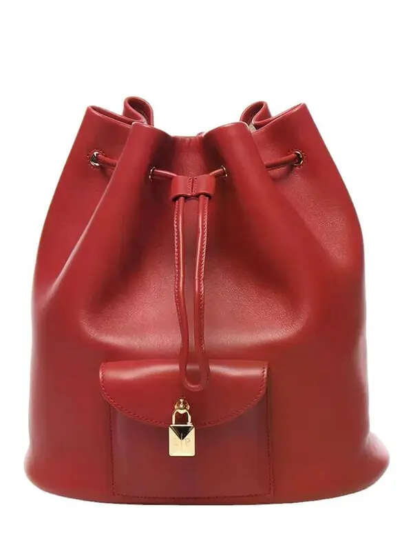 Loro Piana Drawstring Calfskin Backpack - Red