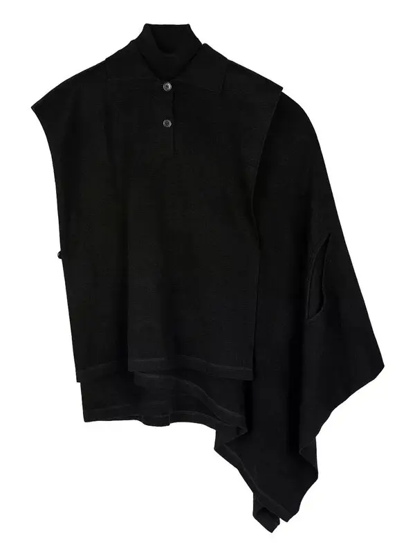 Ports 1961 Polo-neck Cape Sweater - Black