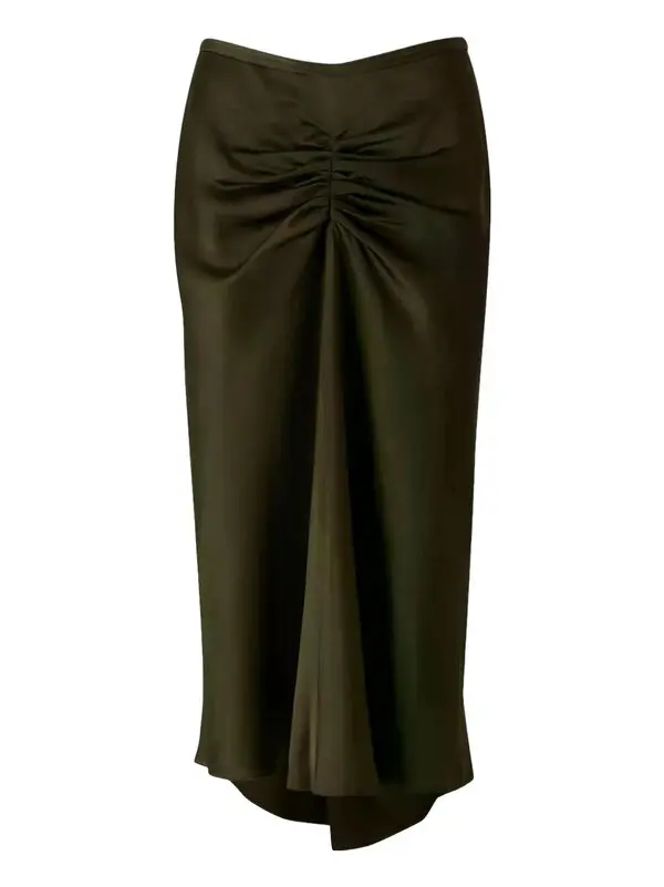 Victoria Beckham Pleated Wool Midi Skirt - Green