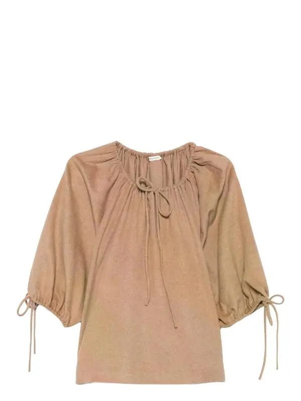 BY MALENE BIRGER Tie-neck Puff-sleeve Top - Neutrals