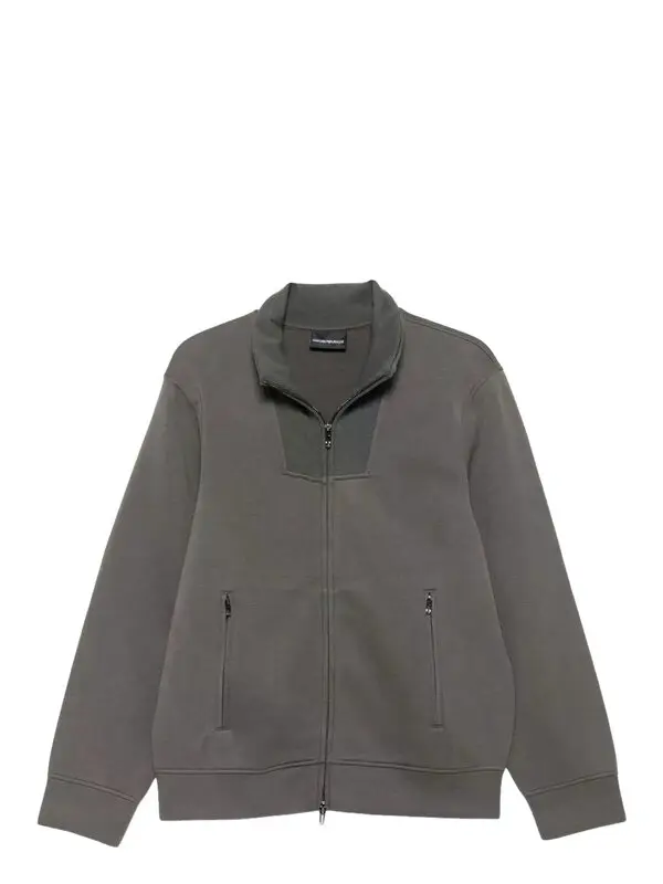 Emporio Armani Zip-front Panelled Sweater - Grey