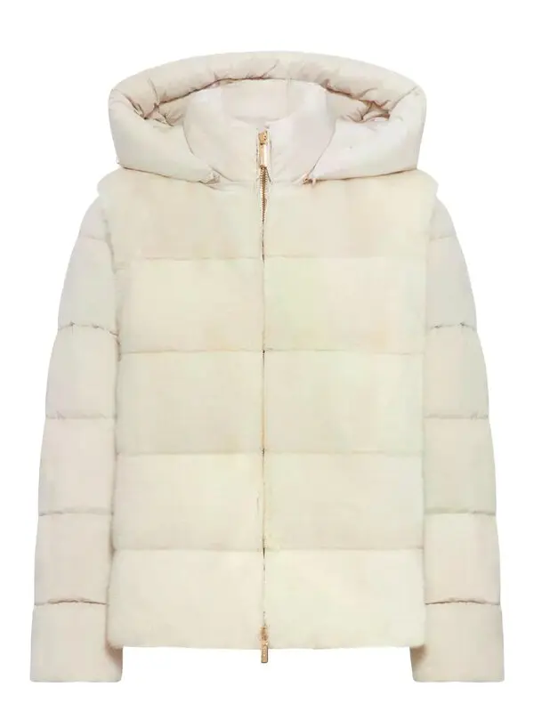 MOORER Hooded Quilted Jacket - Neutrals