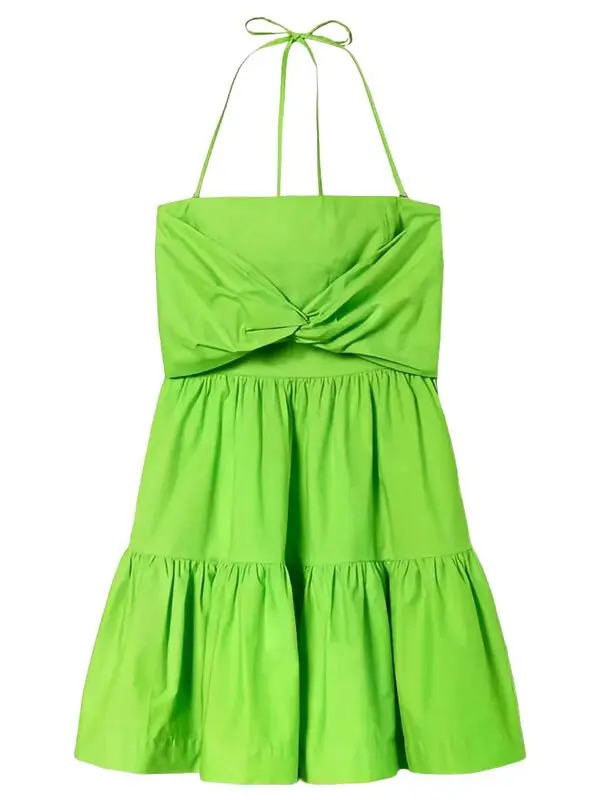 TWINSET Twist-front Tiered Midi Dress - Green