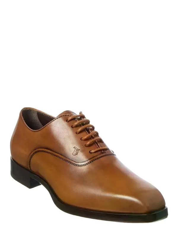 TOD'S Leather Lace-up Oxford Shoes - Brown